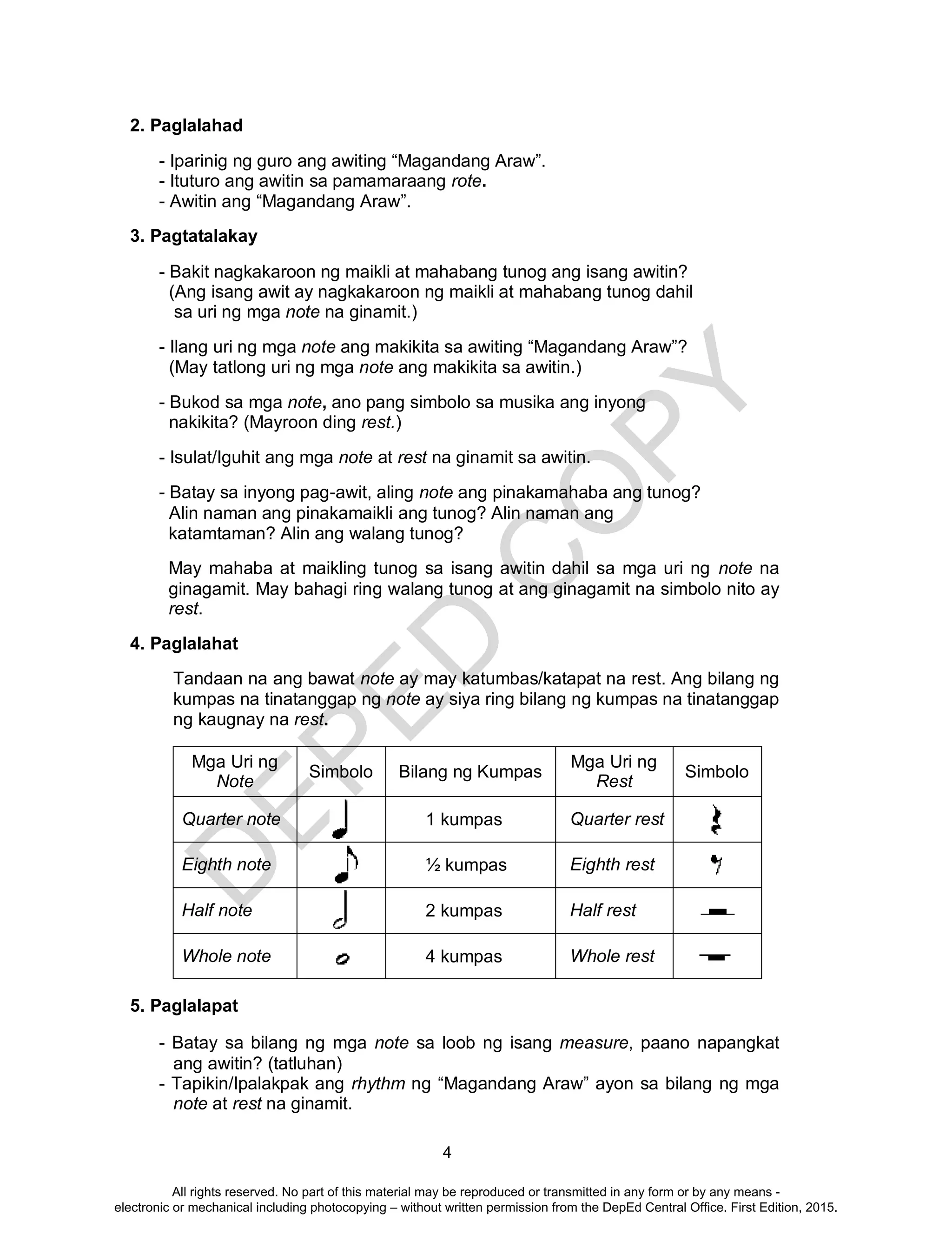 K TO 12 GRADE 4 TEACHER’S GUIDE IN MUSIKA (Q1-Q4) | PDF