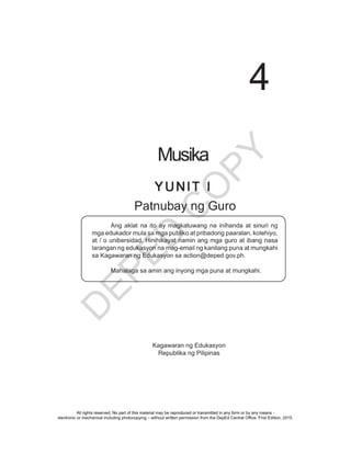 K TO 12 GRADE 4 TEACHER’S GUIDE IN MUSIKA (Q1-Q4) | PDF