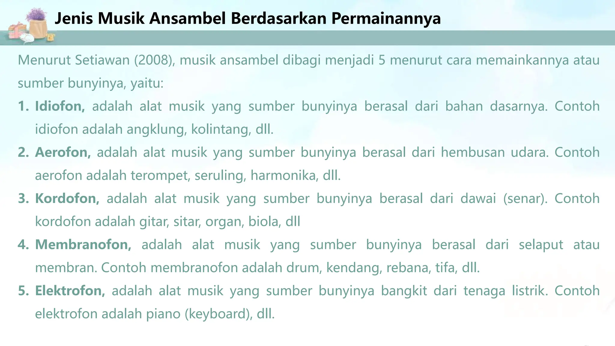 PPT Musik Ansambel Kelas 9 K. 13 Pelajaran Seni Budaya | PPTX