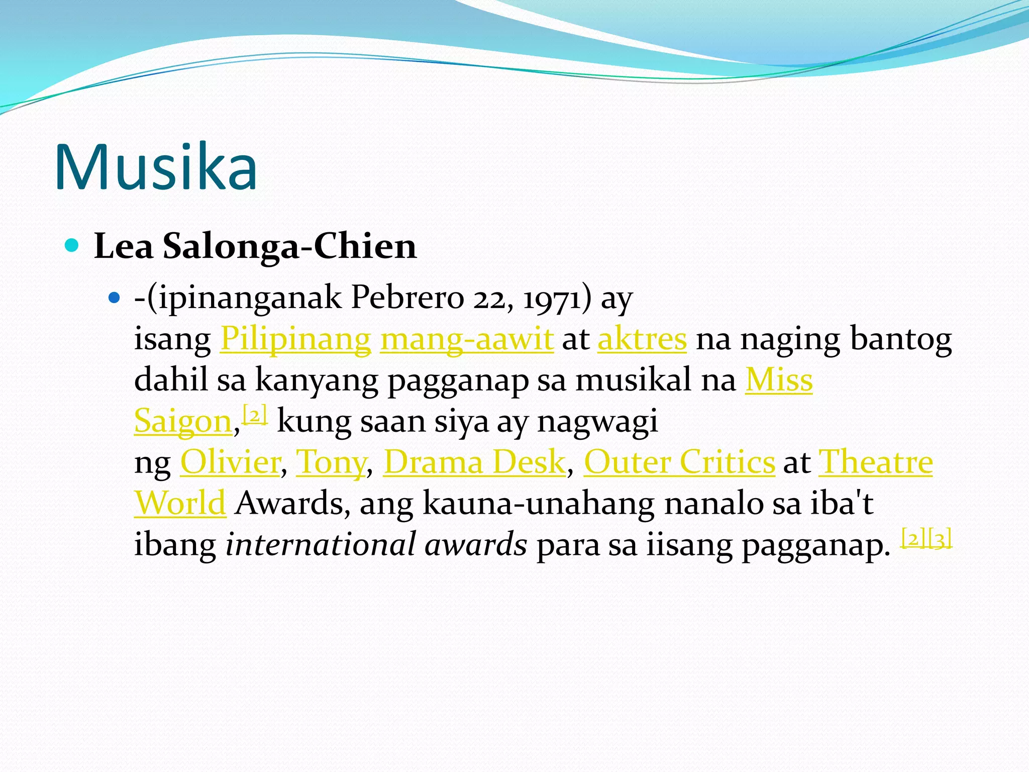 Mga Pilipinong Naging tanyag sa larangan ng musika, sining, agrikultura ...