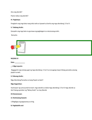 Musika vi 4th rating lesson plan | DOCX
