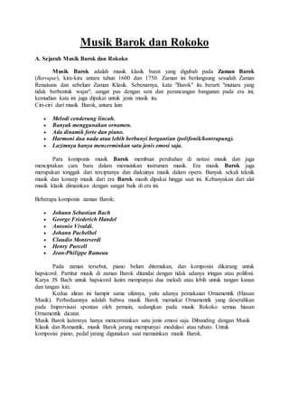 Musik barok dan rokoko | DOCX