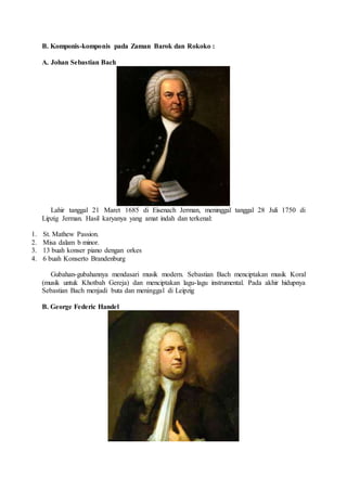 Musik barok dan rokoko | PDF