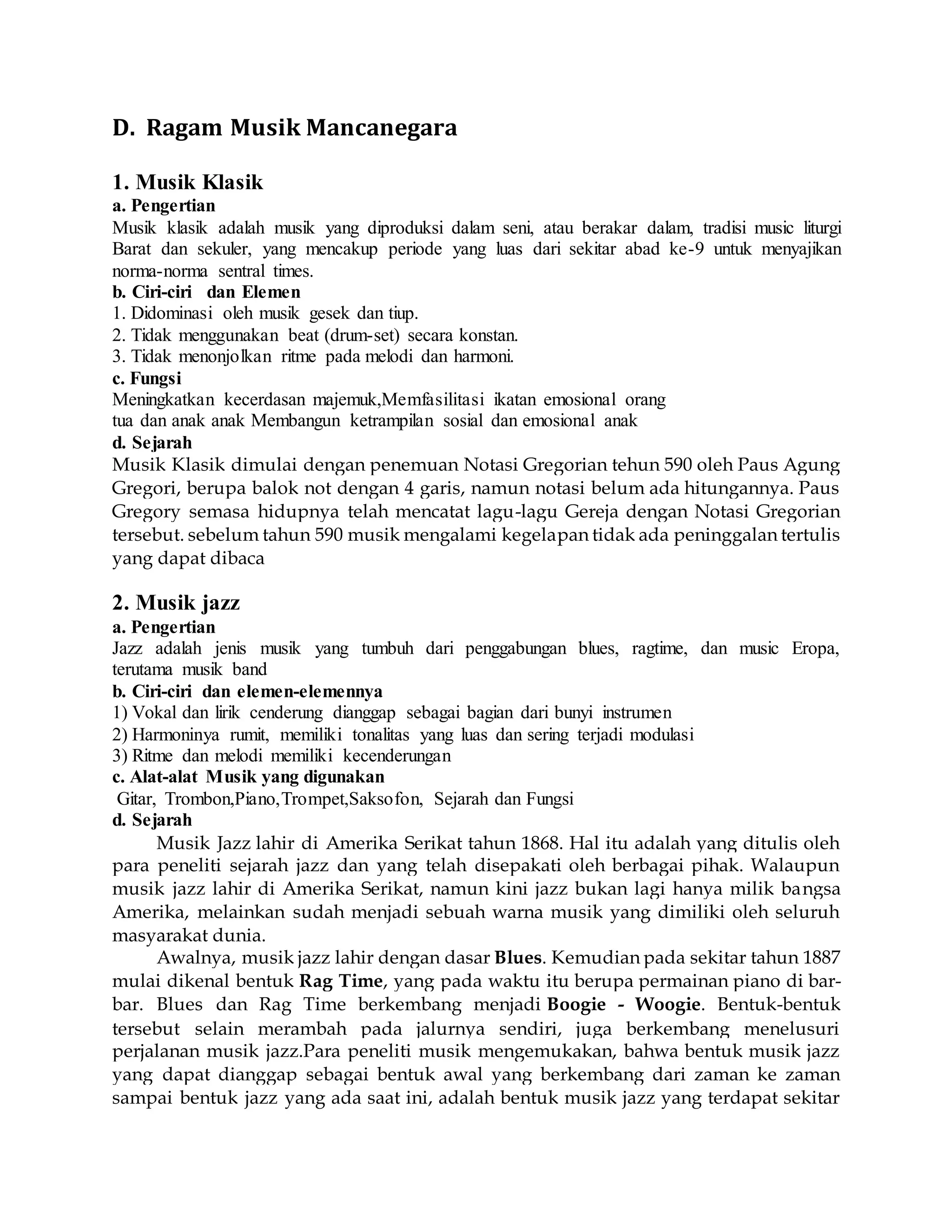 Musik mancanegara | DOCX