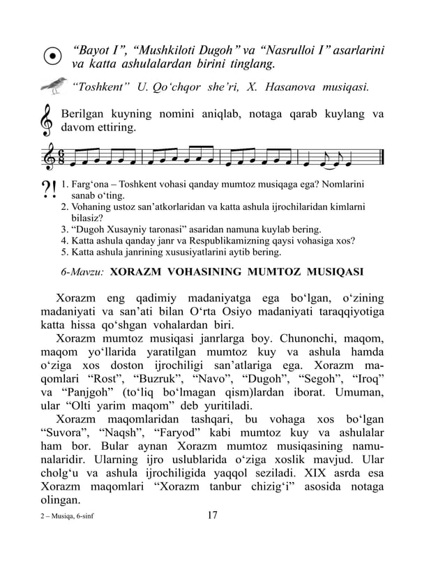 Musiqa 6 sinf | PDF