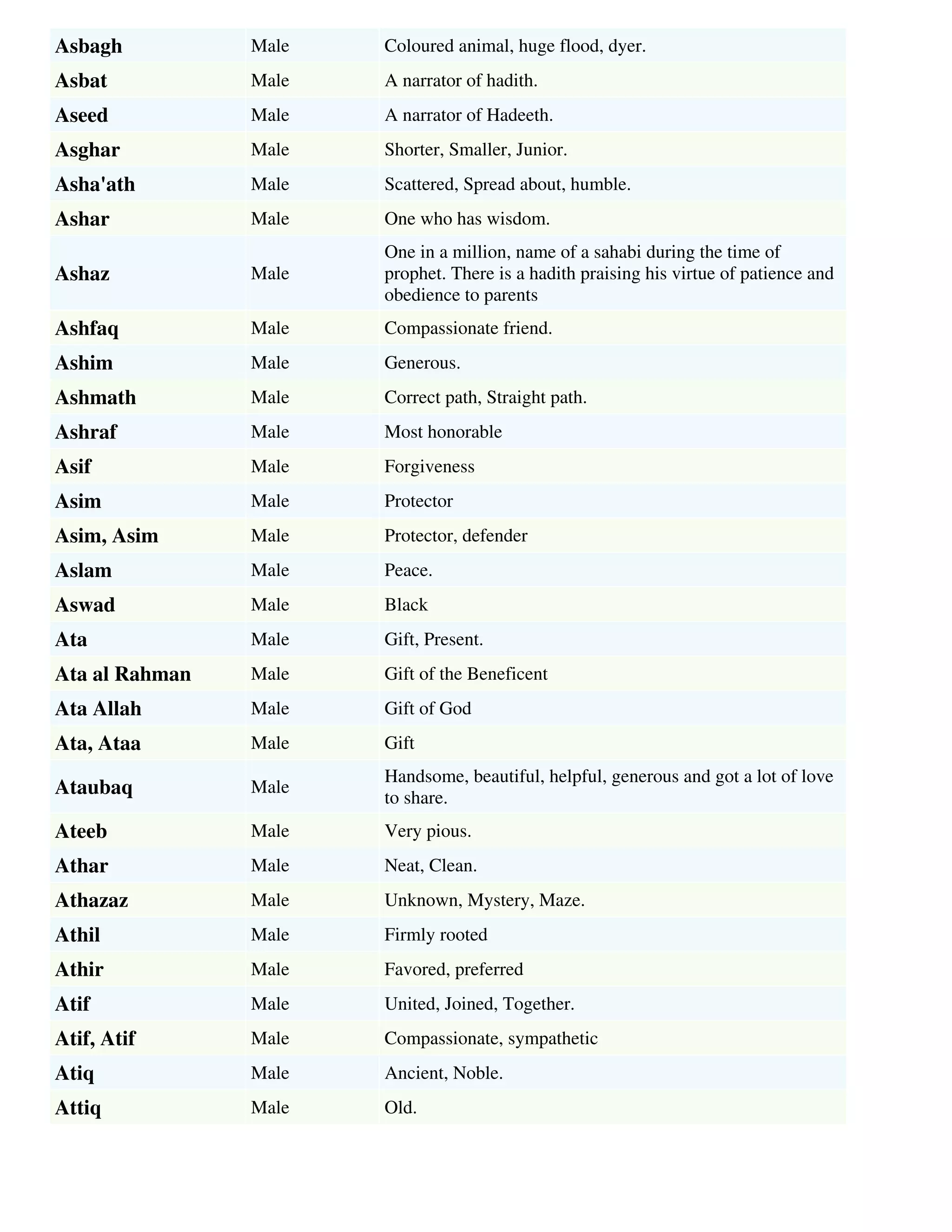 Muslim boys names & meanings list - by Sohail | PDF
