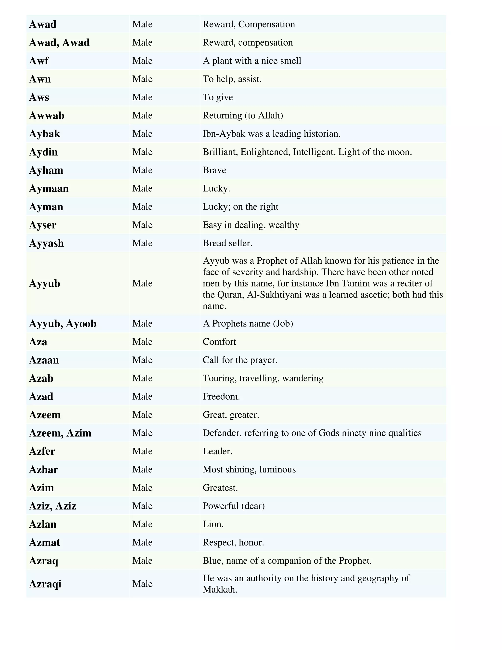 Muslim boys names & meanings list - by Sohail | PDF