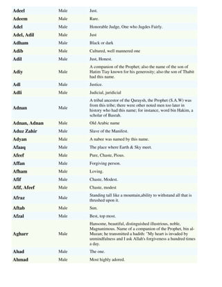 Muslim boys names & meanings list - by Sohail | PDF