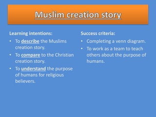 Muslim and Christian Creation Story | PPTX