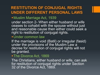 Muslim law.(Restitution of Conjugal Rights) | PPTX