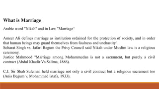 Muslim Law Lecture 2 Marriage, Concept and Nature | PPTX