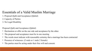 Muslim Law Lecture 2 Marriage, Concept and Nature | PPTX