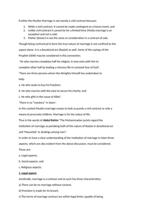 MUSLIM MARRIAGE , NATURE & KINDS AND DIFFERENCE | PDF