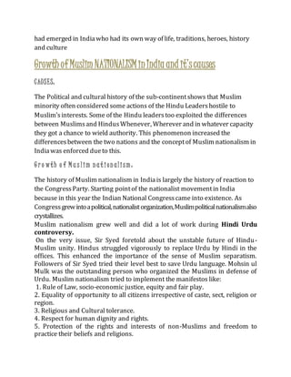 Muslim nationalism growth & emergence | PDF