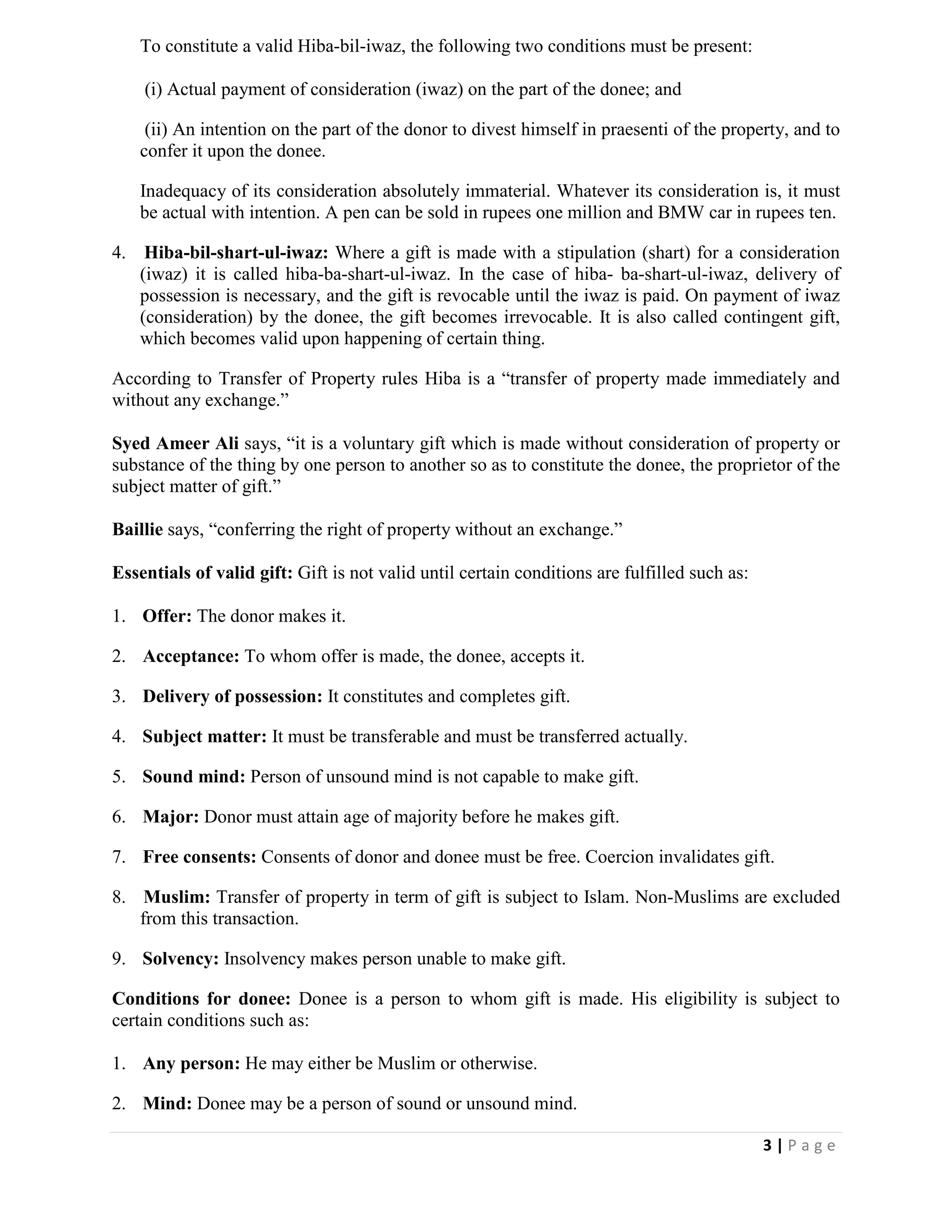 Muslim Personal Law Short Study Notes (LLB Part 2) | PDF