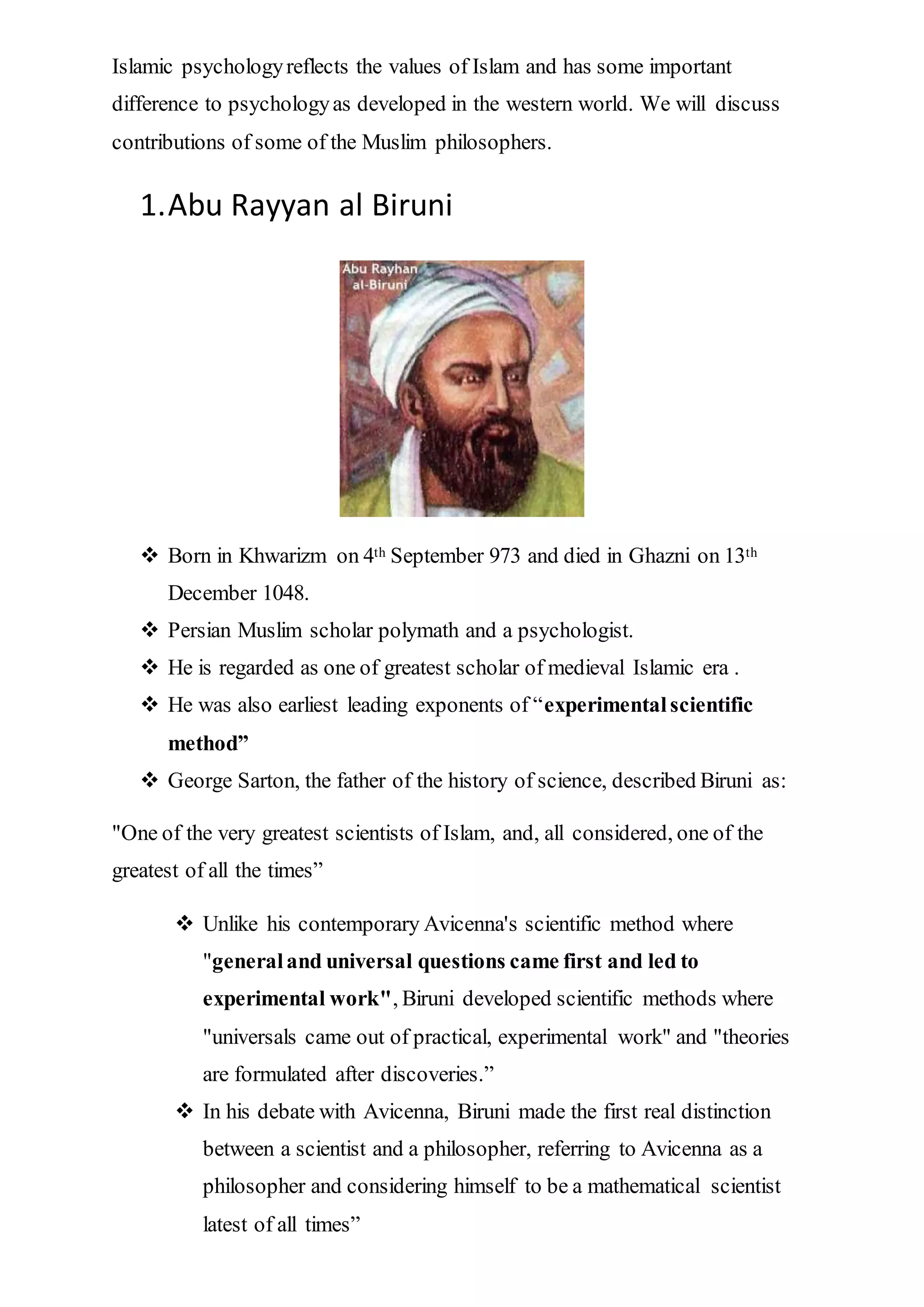 Muslim philosophers in psychology | DOCX