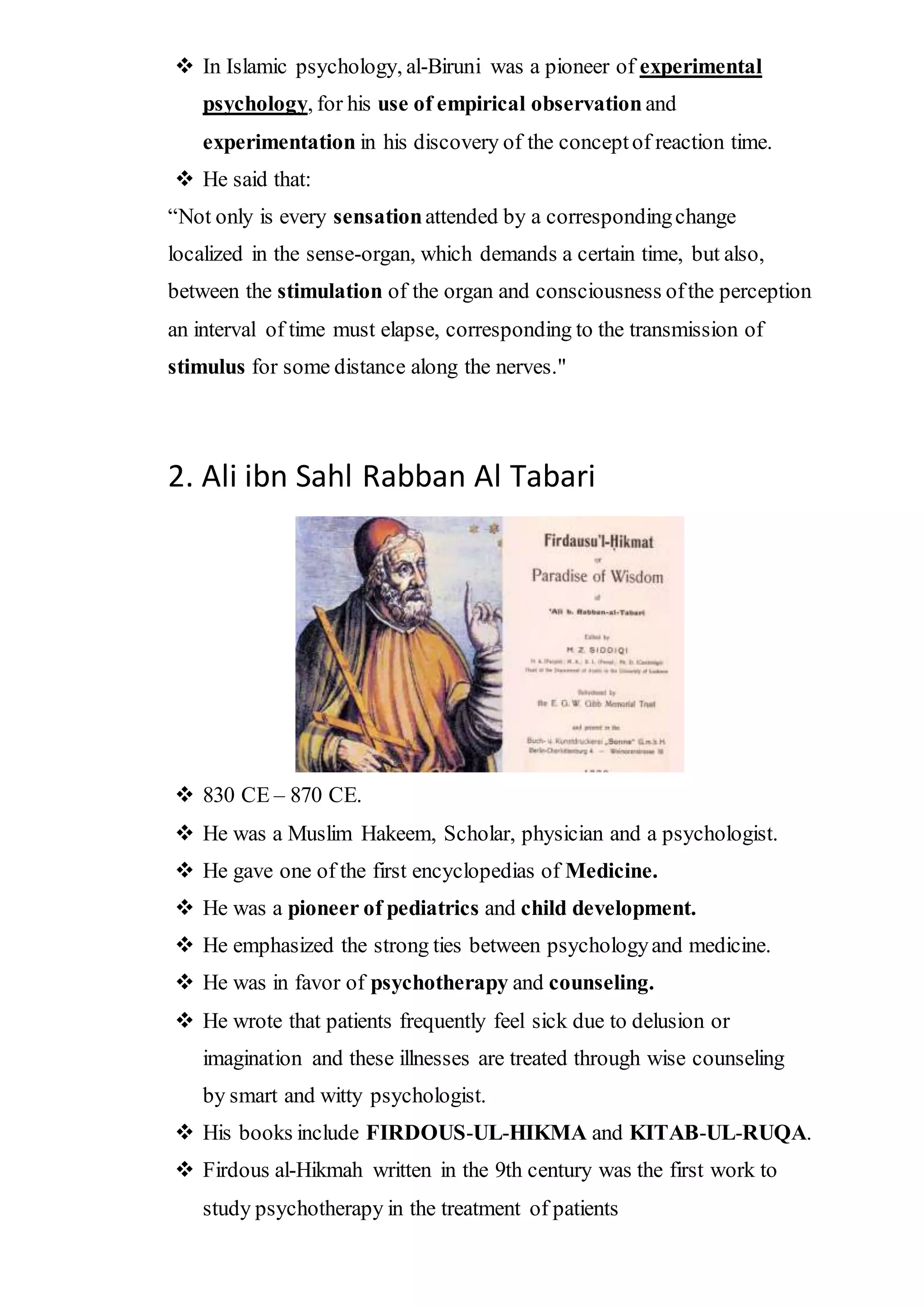 Muslim philosophers in psychology | DOCX