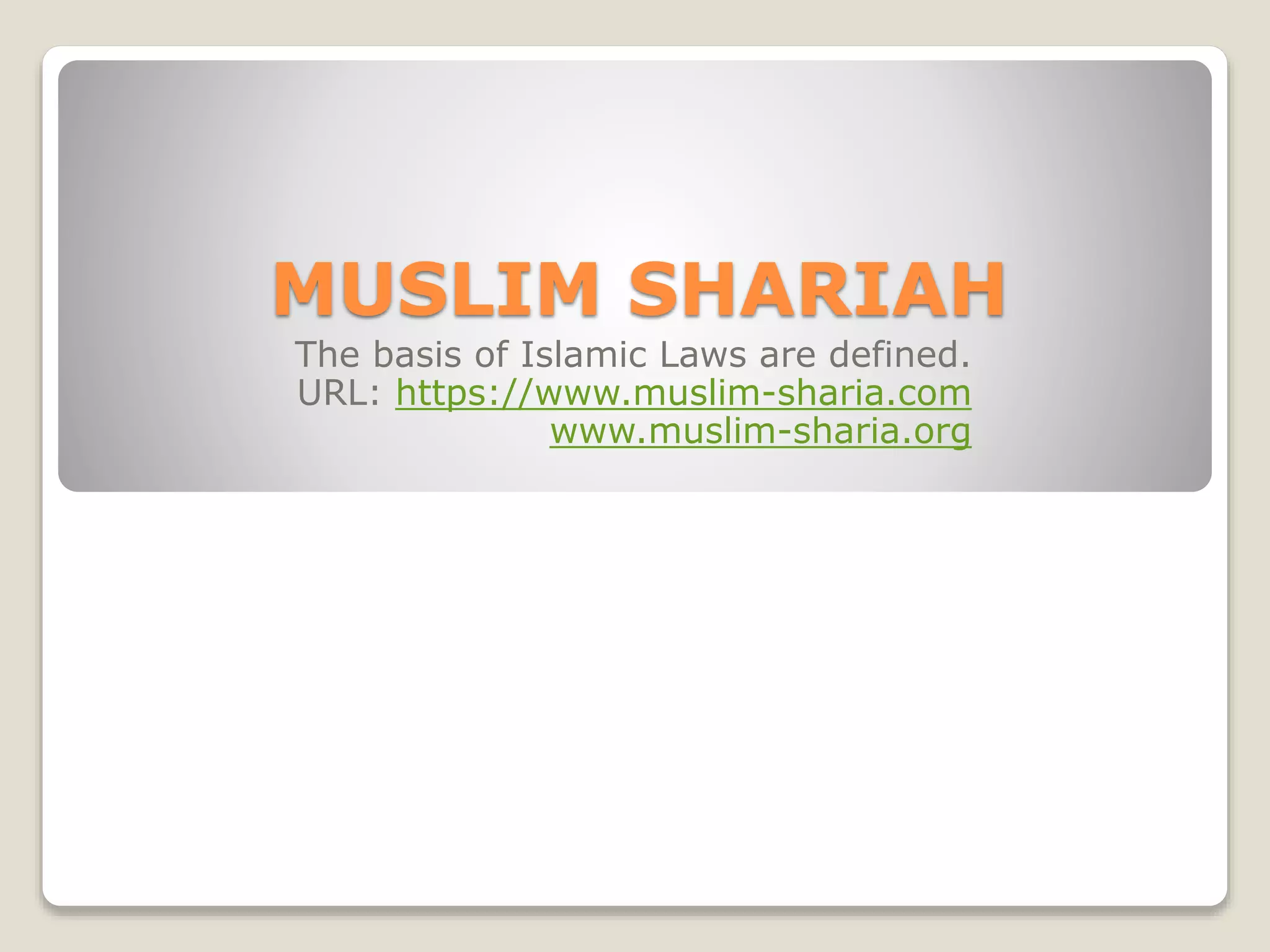 Muslim shariah.. | PPT