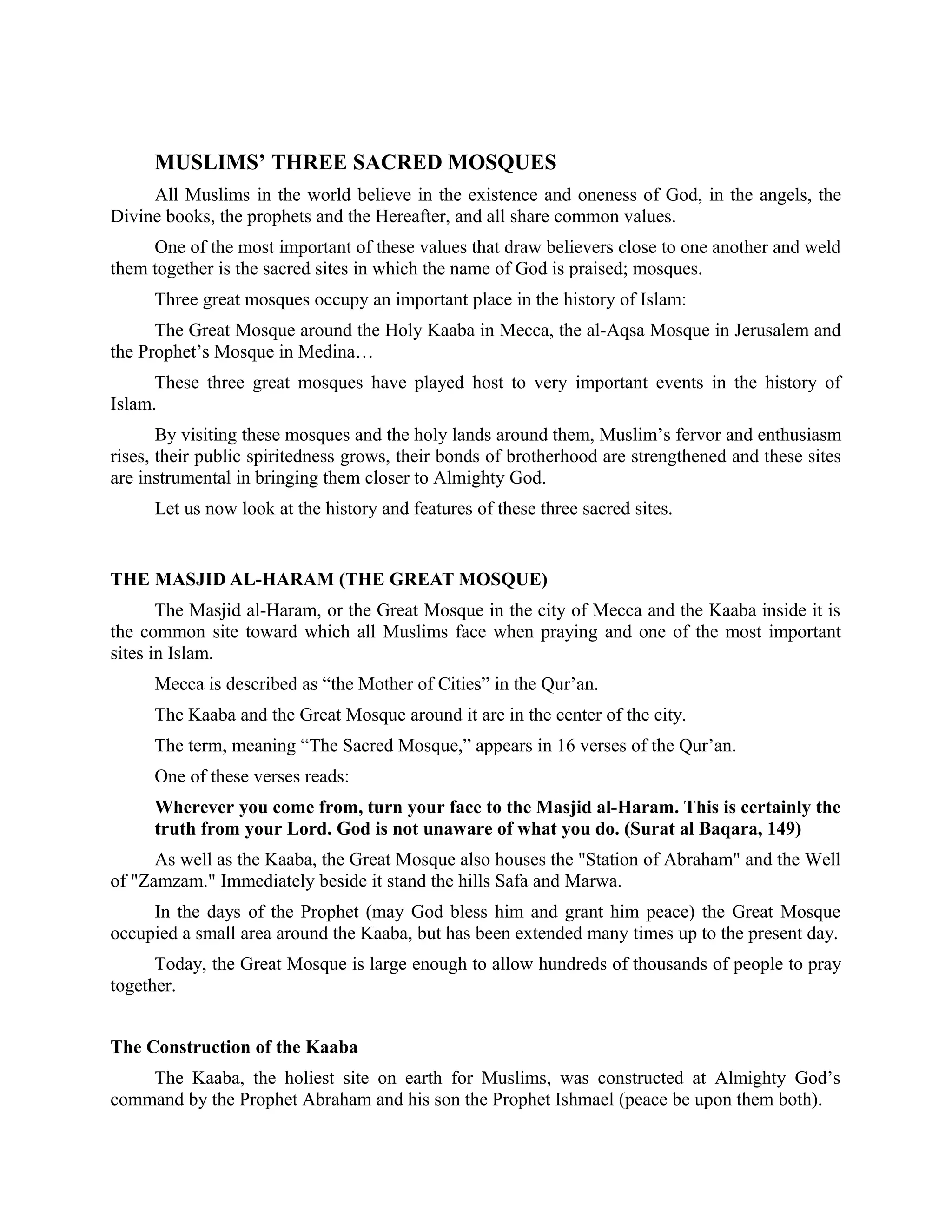 Muslims' three sacred mosques (masjids). english | DOC | Islam ...