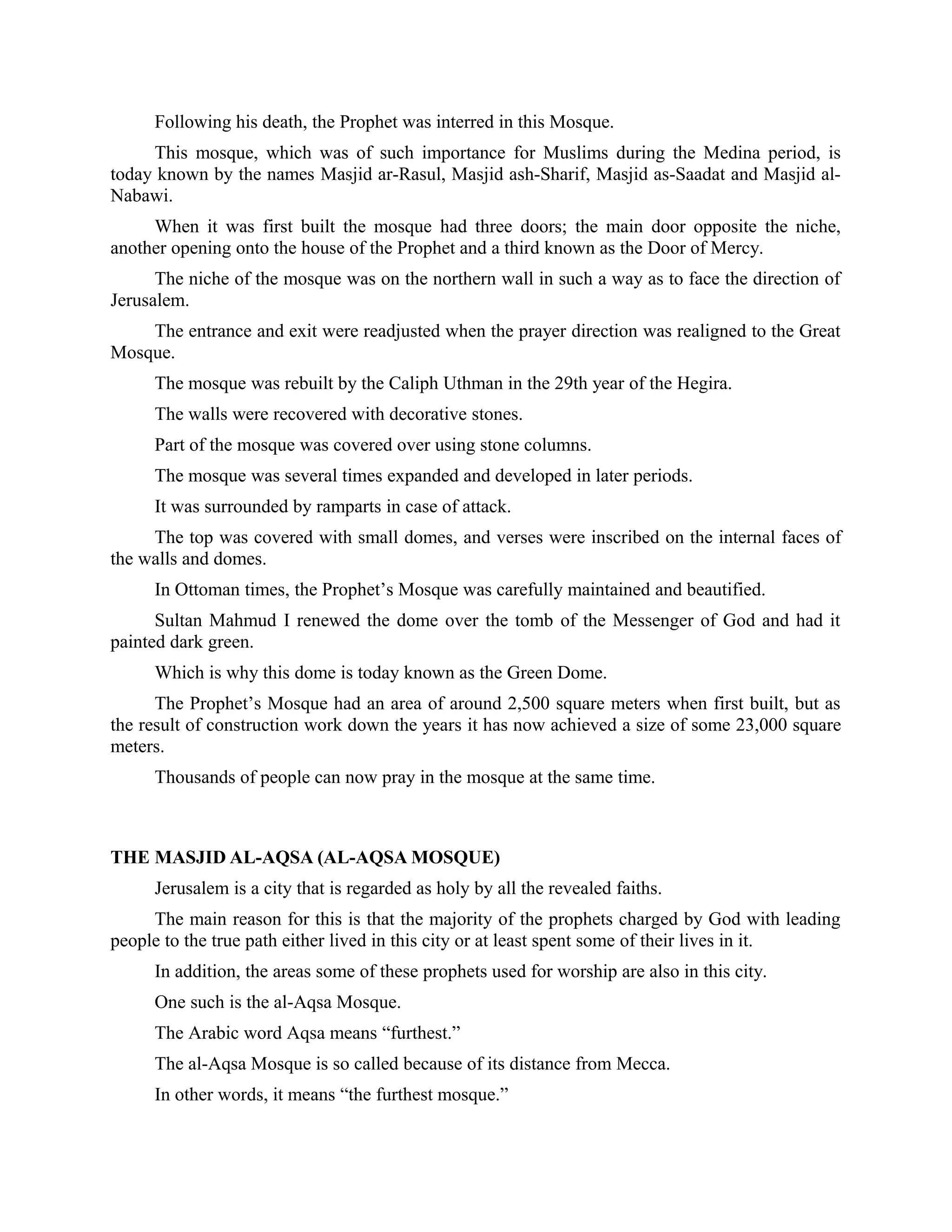 Muslims' three sacred mosques (masjids). english | DOC | Islam ...