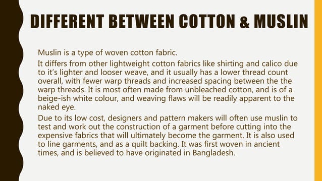 Muslin Fabric | PPTX | Women\'s Intimates and Sleepwear | Women\'s Clothing