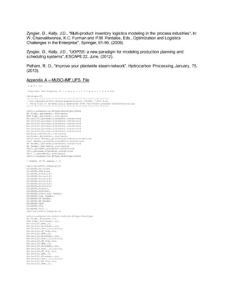 Multi-Utility Scheduling Optimization (MUSO) Industrial Modeling Framework (MUSO-IMF) | PDF