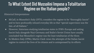 Mussolini PART 2: Mussolini and totalitarianism | PPT