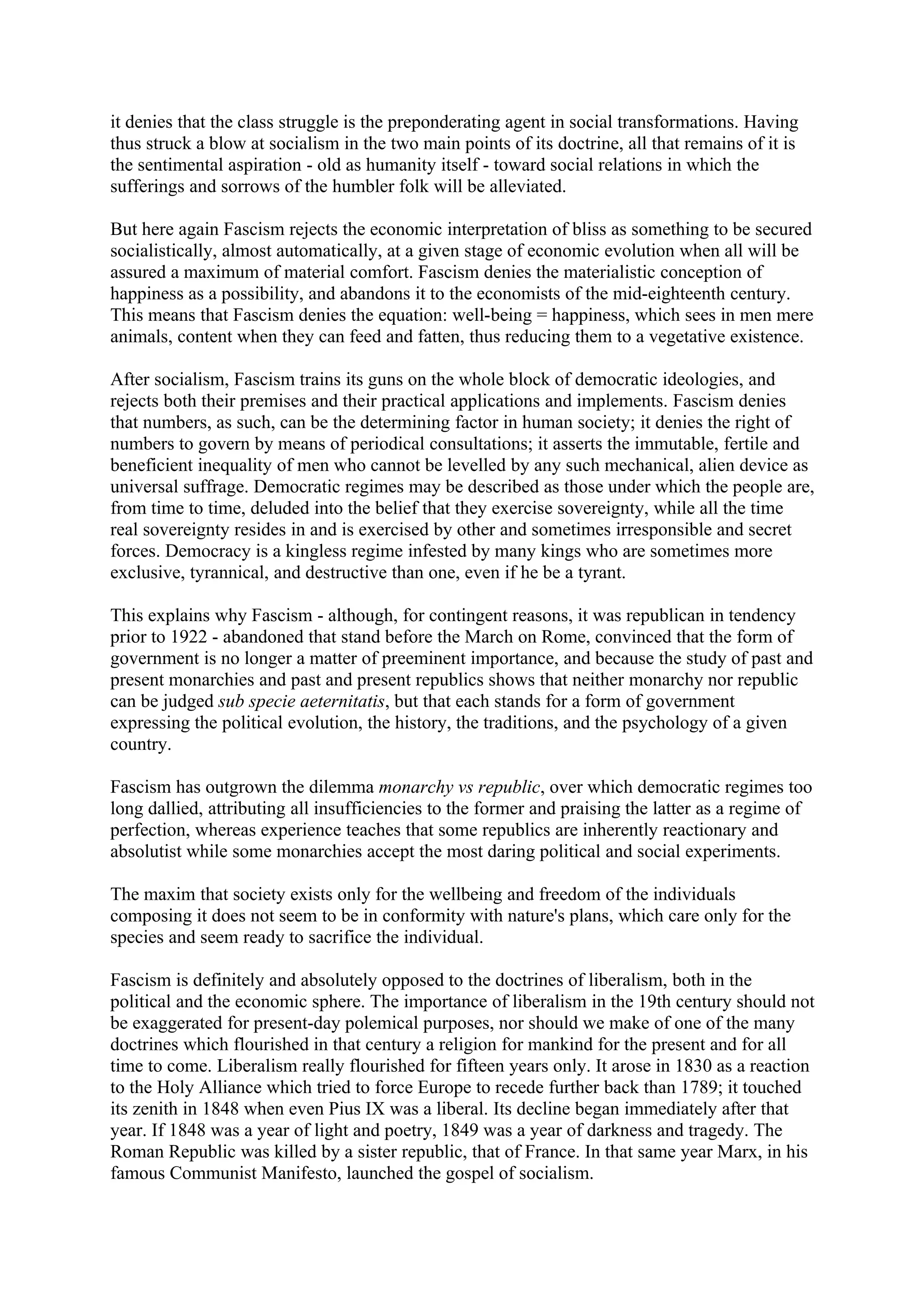 Mussolini, the Doctrine of Fascism, Abridged | DOC