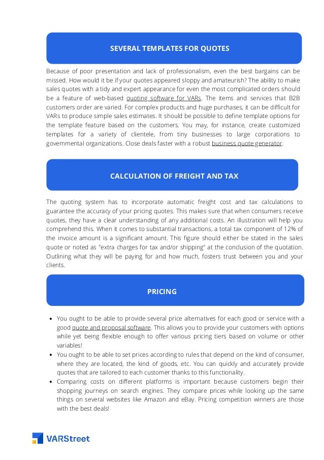 Must-have Features in a Quoting System for VARs. | PDF