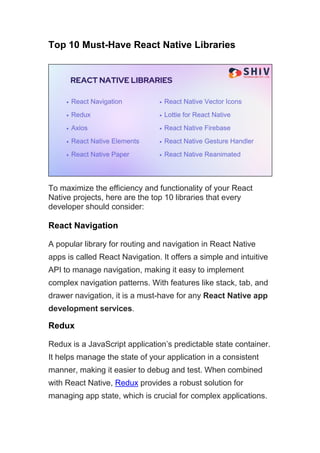 Ultimate Guide to Essential React Native Libraries | PDF