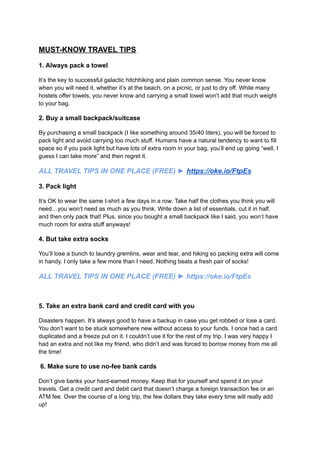 Must Know Travel Tips For Travelers | PDF