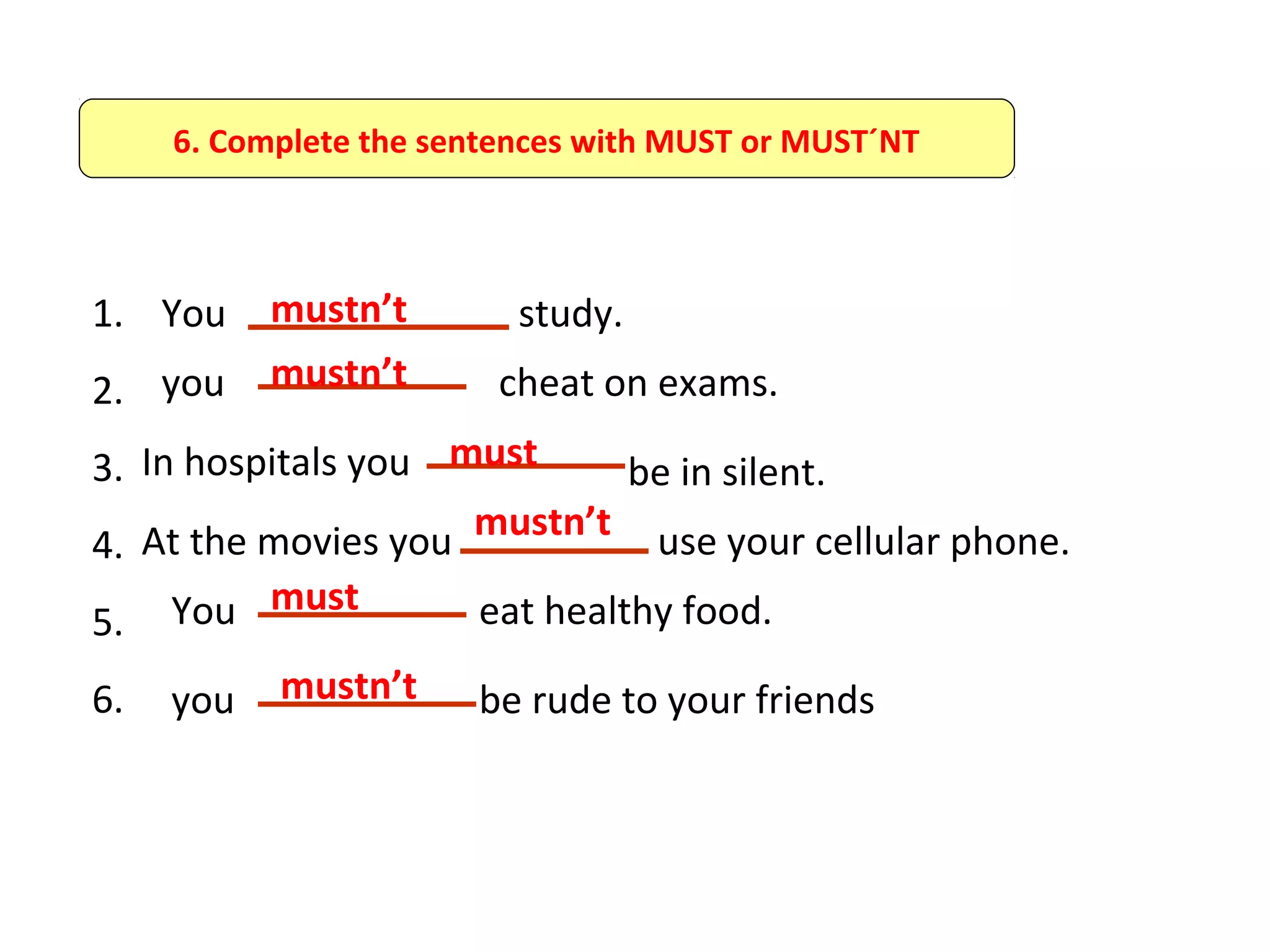 Must mustn't | PPT