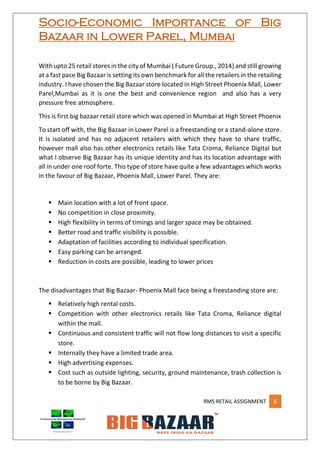 big bazaar retail visit project report | PDF