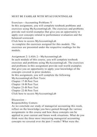 MUST BE FAMILAR WITH MYACCOUNTINGLAB Exercises—Accounting Proble.docx