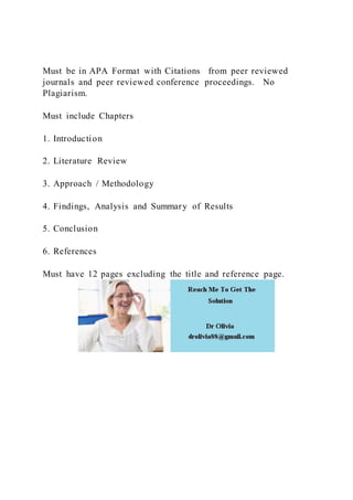 Must be in APA Format with Citations from peer reviewed journals | PDF