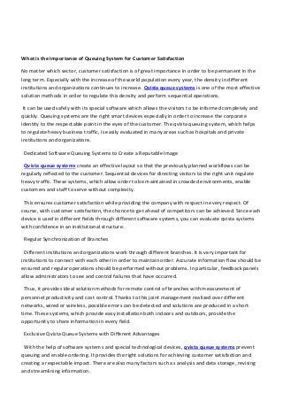 Musteri memnuniyeti icin kuyruk sisteminin onemi nedir