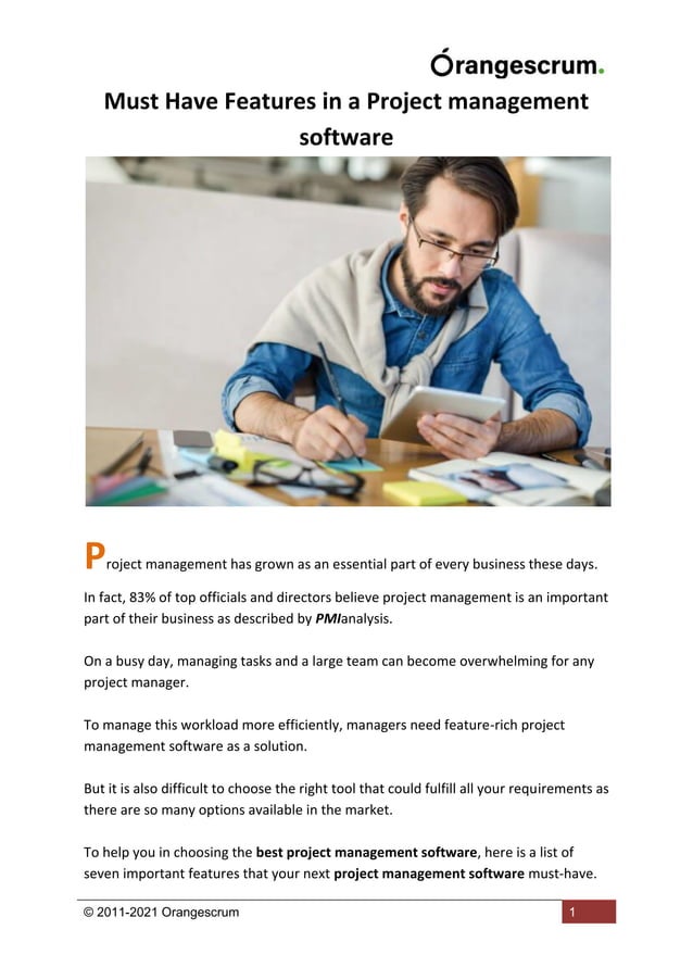 Must Have Features in a Project Management Software | PDF