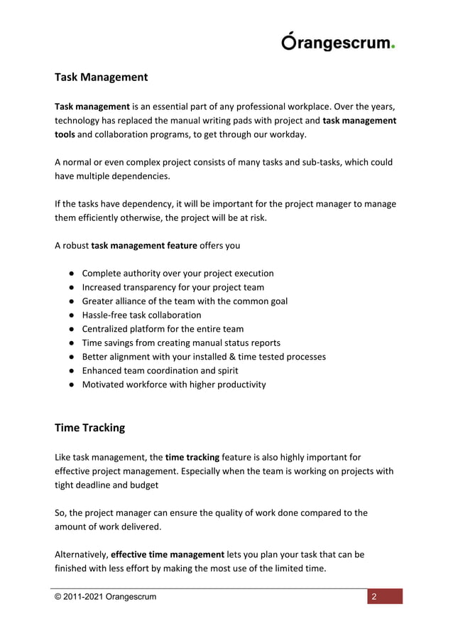 Must Have Features in a Project Management Software | PDF