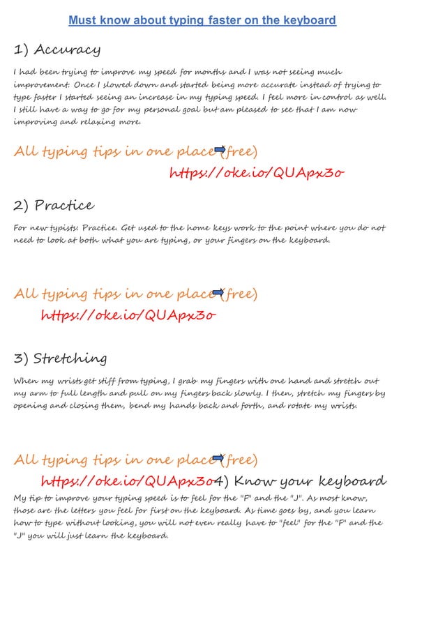 Must know about typing faster on the keyboard(1) | DOCX | Internet for ...