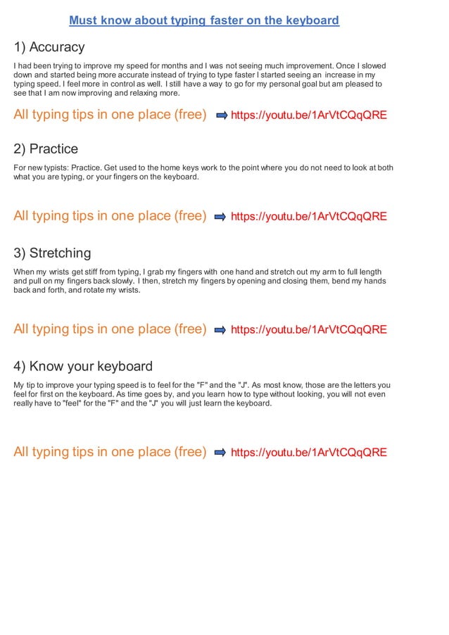 Must know about typing faster on the keyboard | DOCX