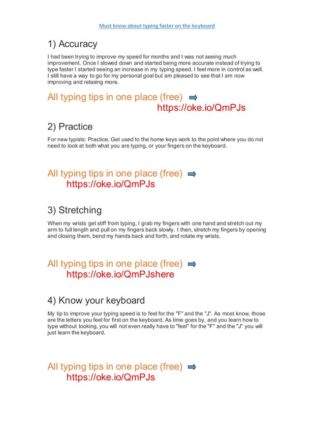 Must know about typing faster on the keyboard | DOCX