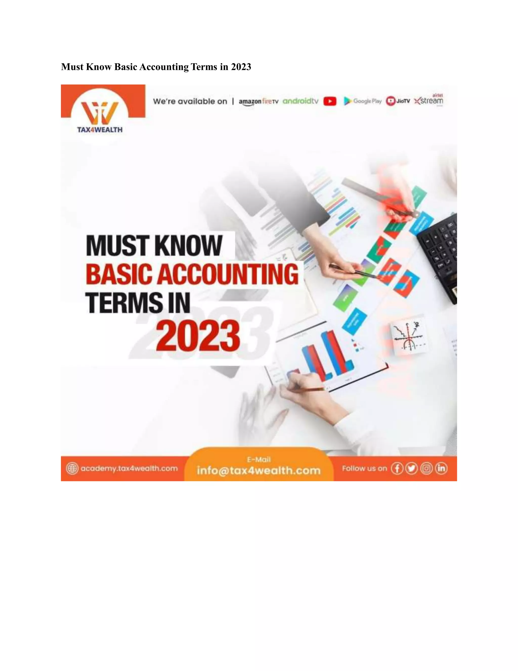 Must Know Basic Accounting Terms in 2023 | Academy Tax4wealth | PDF