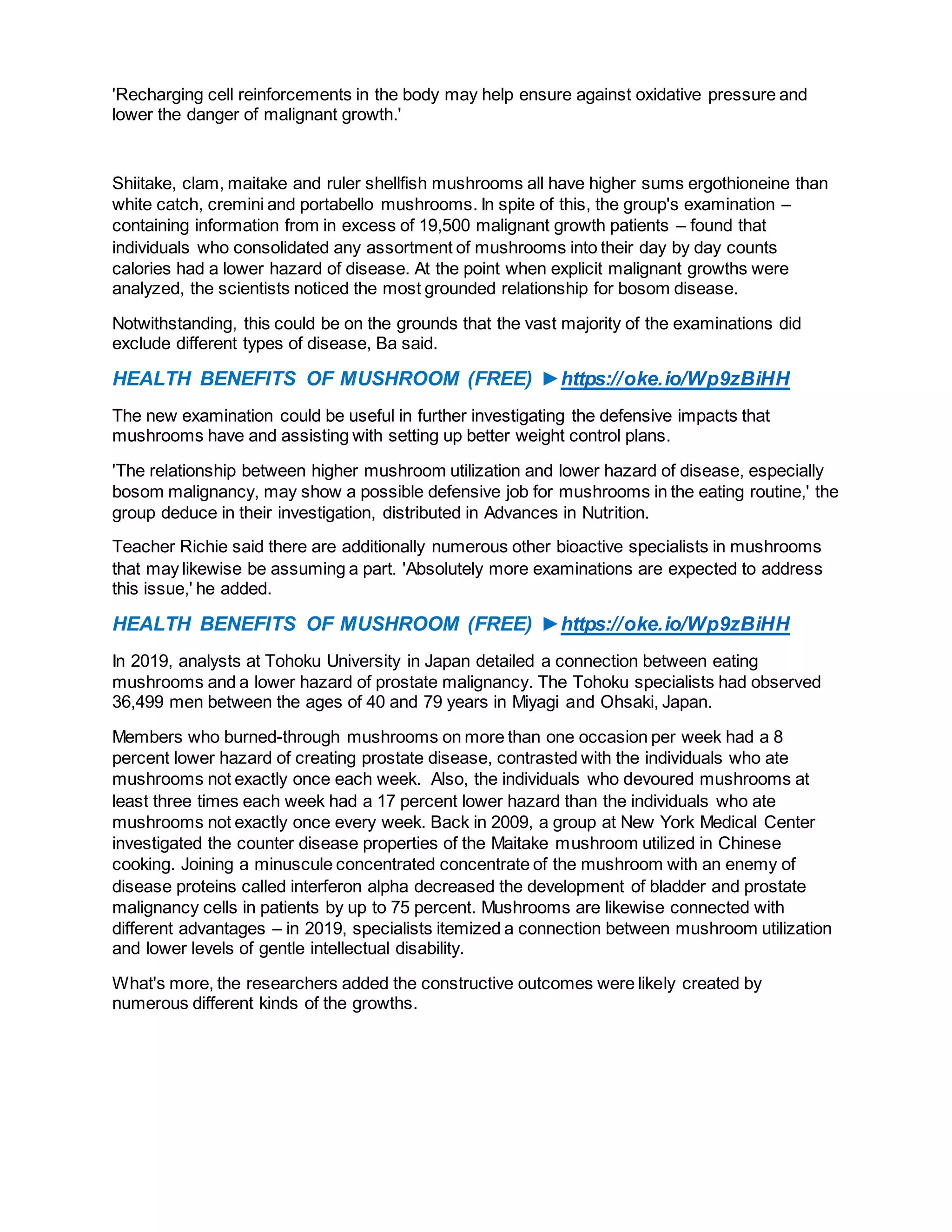 MUST KNOW - HEALTH BENEFITS OF MUSHROOM | DOCX