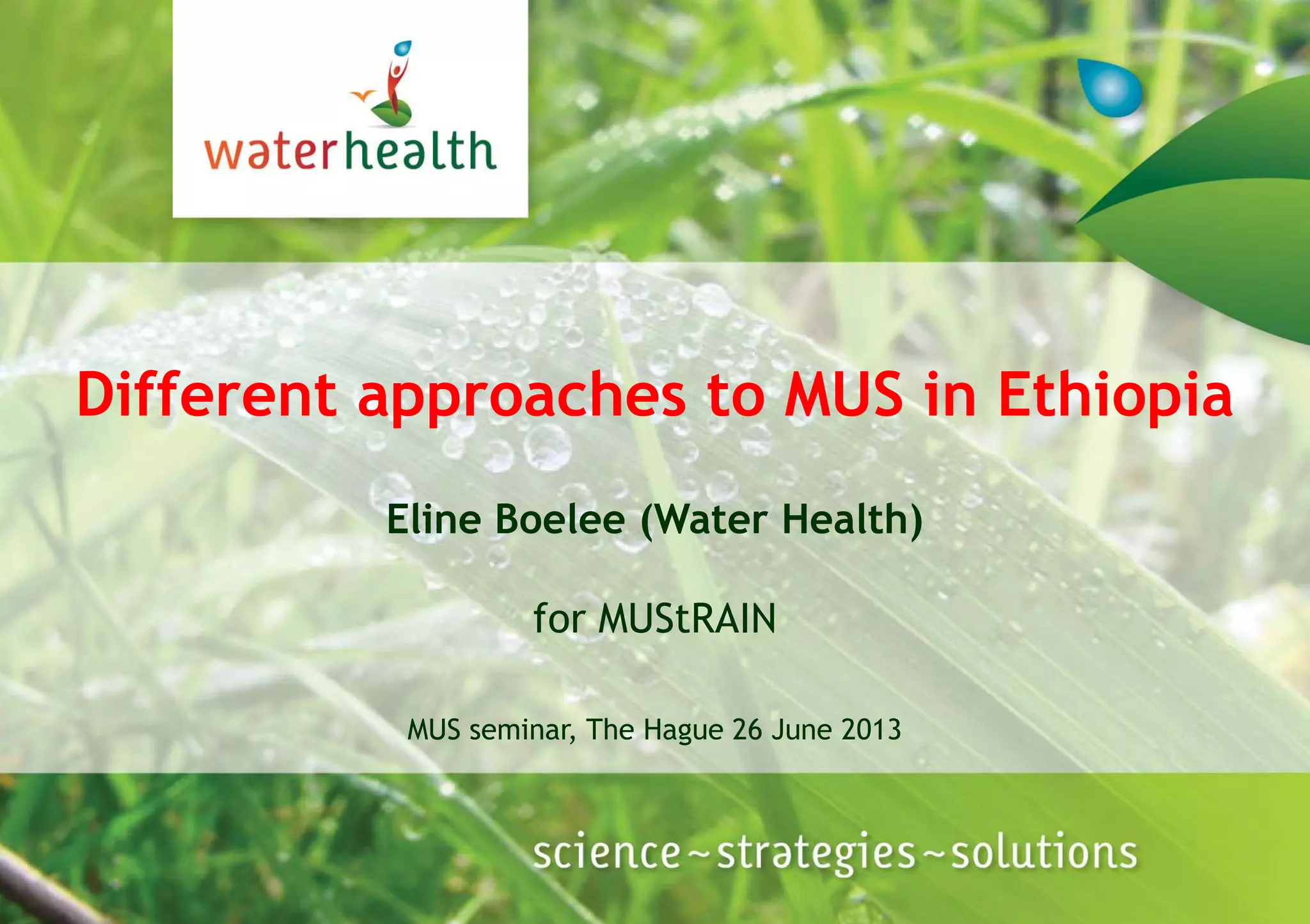 Different approaches to MUS in Ethiopia | PPTX | Water Services | Home ...