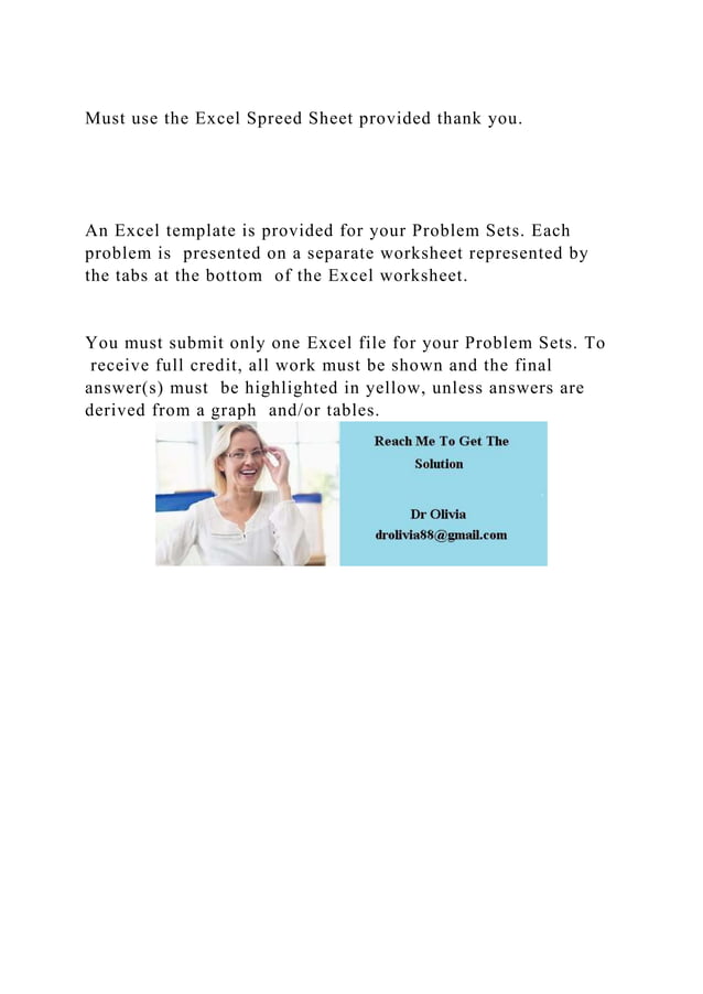 Must use the Excel Spreed Sheet provided thank you.An Exce.docx | Computing | Technology & Computing