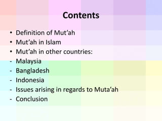 Mutaah consolatory or compensation | PPT