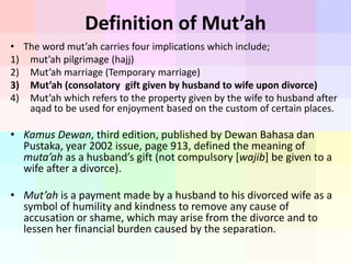 Mutaah consolatory or compensation | PPT