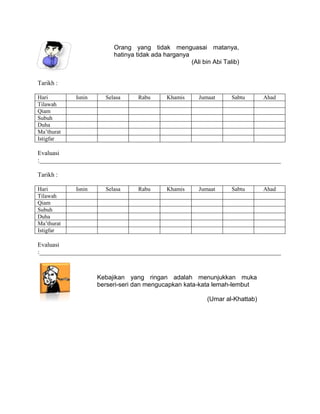 Mutabaah ibadah | DOCX