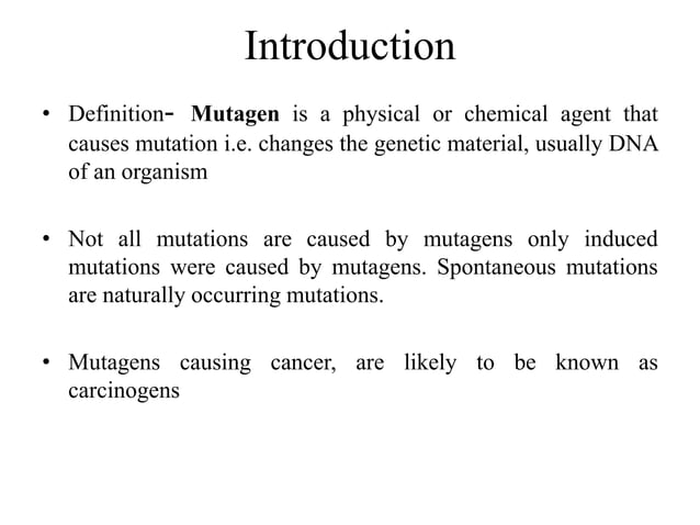 Mutagen | PPTX | Chemistry | Science