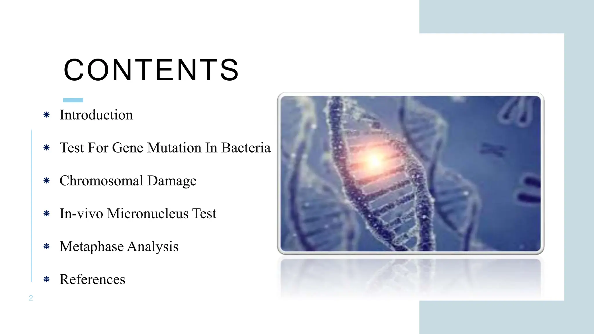 TEST FOR GENE MUTATION IN BACTERIA CHROMOSOMAL DAMAGE, IN VIVO ...